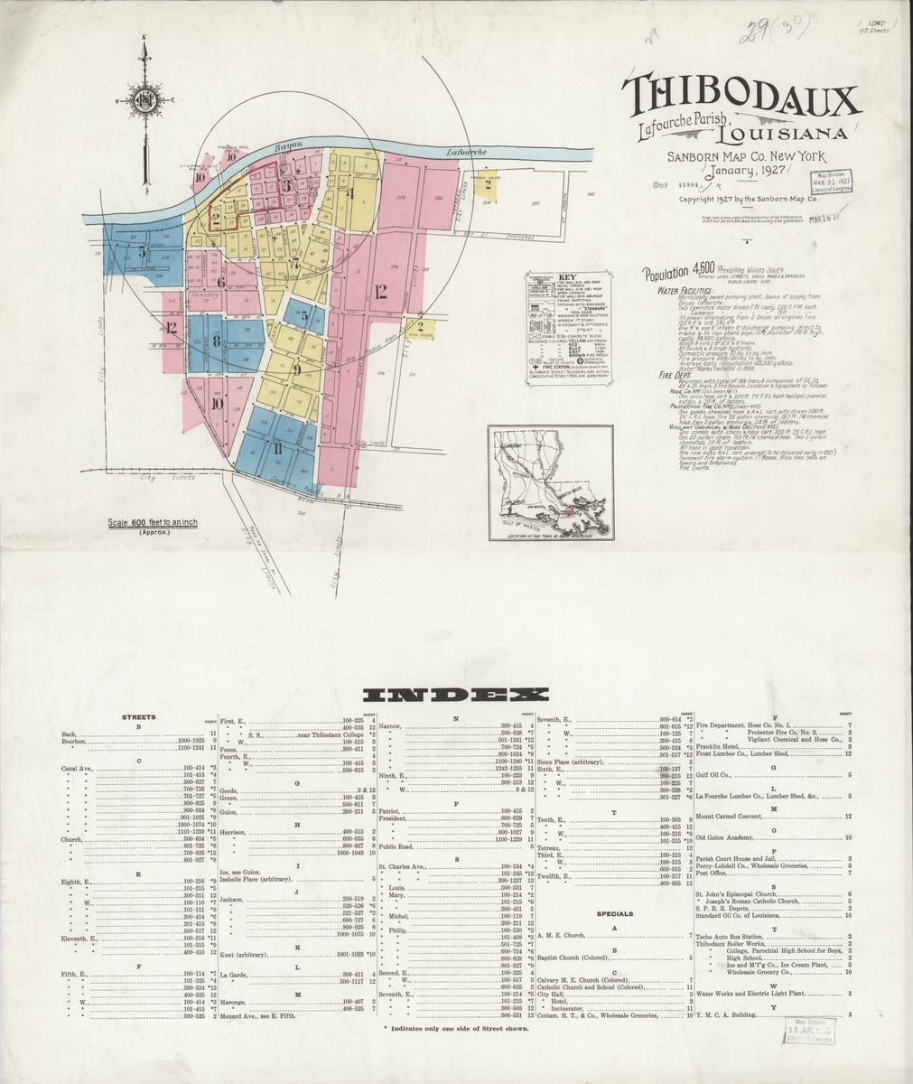 Thibodaux, Louisiana (1927) — Sanborn Fire Insurance Map | Sanborn Fire ...