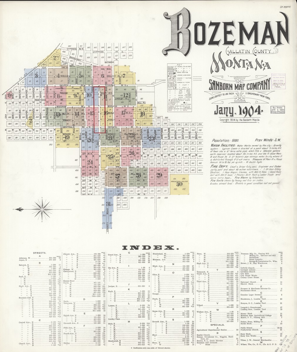 Bozeman, Montana (1904) — Sanborn Fire Insurance Map | Sanborn Fire ...