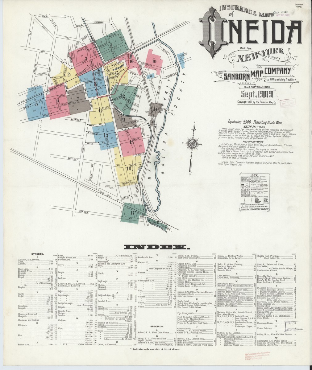 Oneida, New York (1909) — Sanborn Fire Insurance Map | Sanborn Fire ...