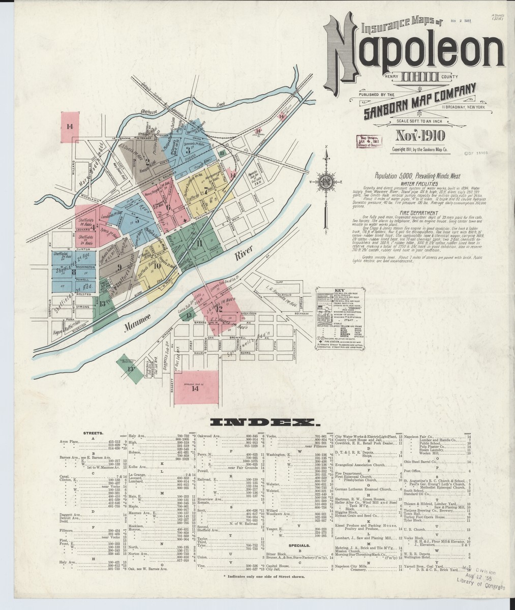 Napoleon, Ohio (1910) — Sanborn Fire Insurance Map | Sanborn Fire Maps ...