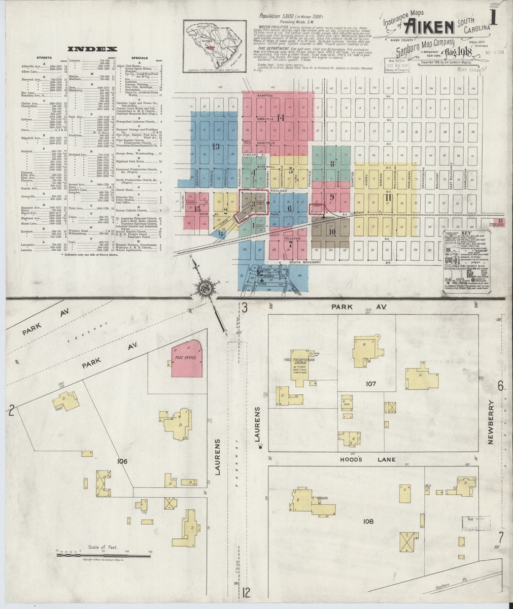 Aiken, South Carolina (1918) — Sanborn Fire Insurance Map | Sanborn ...