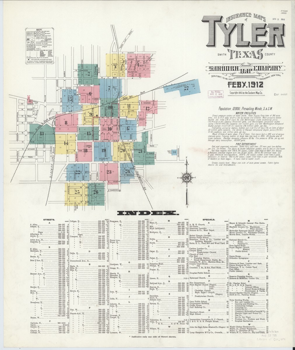 Tyler, Texas (1912) — Sanborn Fire Insurance Map | Sanborn Fire Maps ...